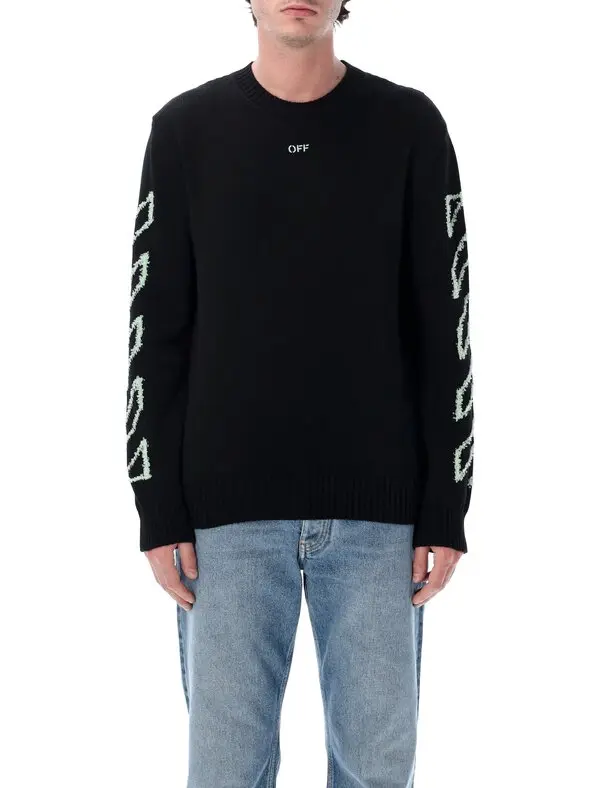 Off-White Minimal Graphic Knit Sweatshirt Relaxed Fit, Size