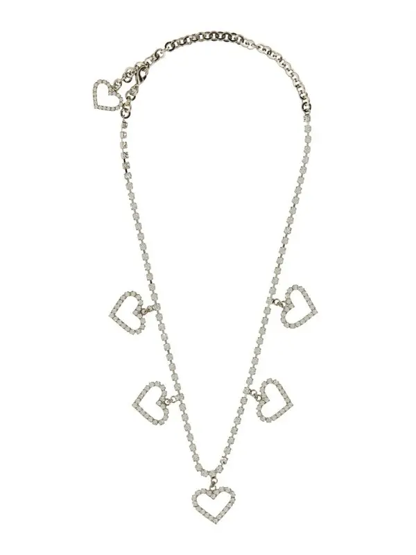 Alessandra Rich Crystal Heart Pendant Necklace - Silver