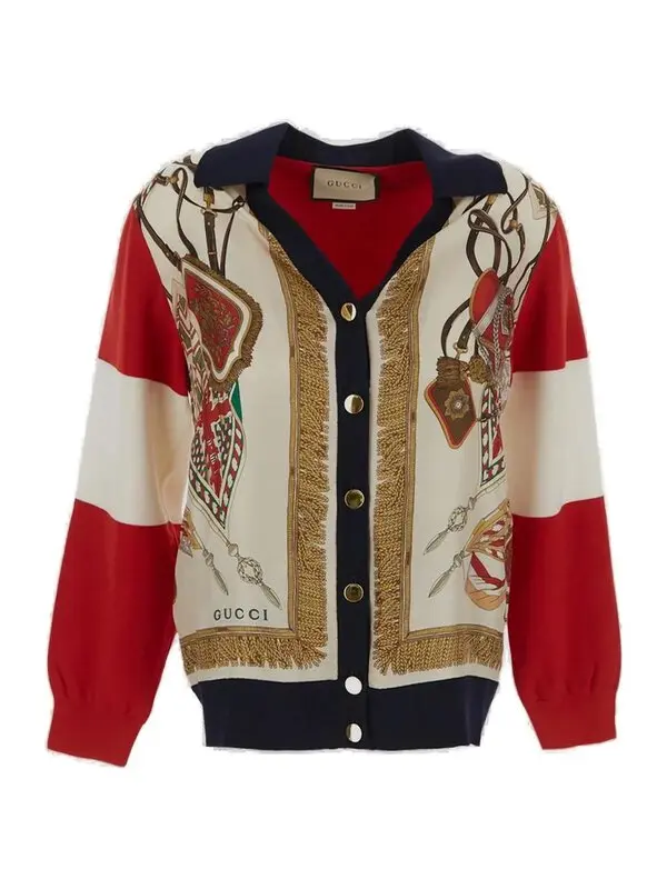 Gucci Printed Wool Cardigan With Shawl Collar - Multicolour