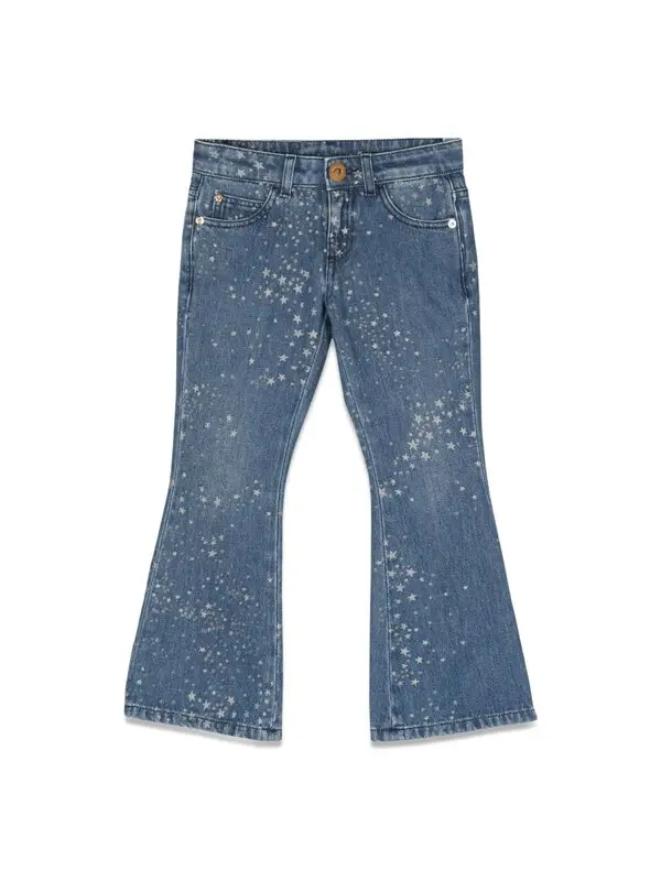 Versace Glitter Print Flare Jeans - Denim