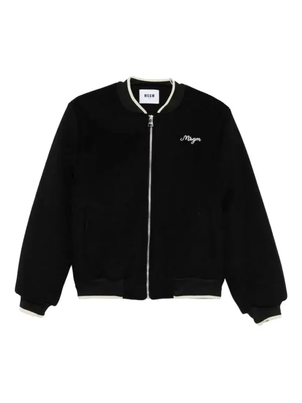 MSGM Varsity Jacket With Logo Detail - Black