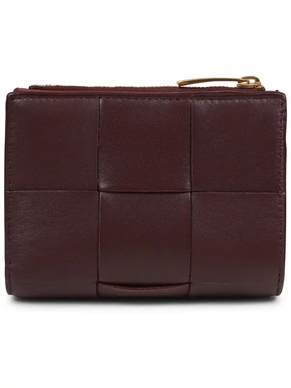 Bottega Veneta Mini Bi-fold Wallet With Zipper - Brown