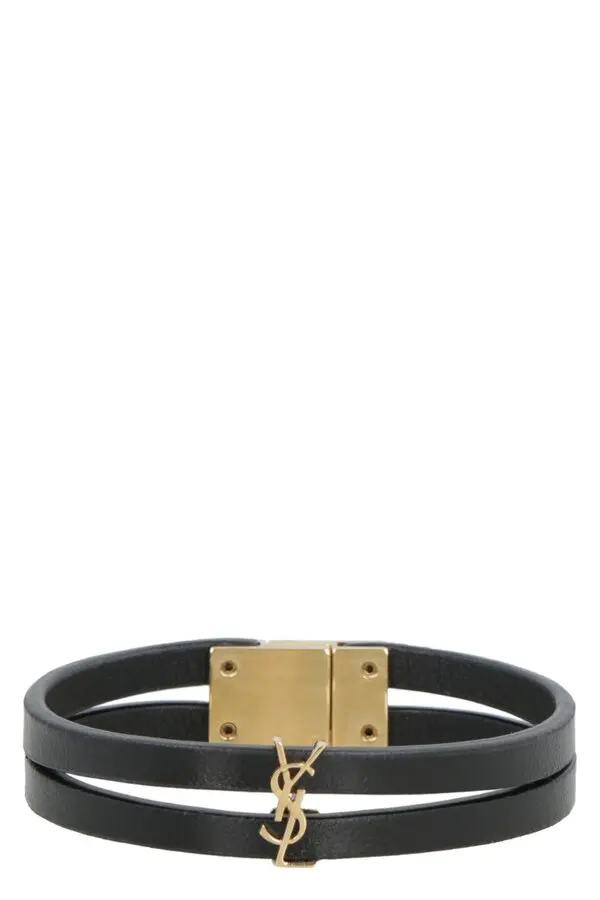 Saint Laurent Double Strand Logo Bracelet - Nero