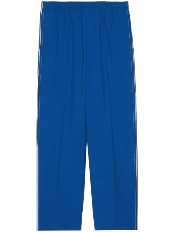 Gucci Interlocking Gg Logo Wool Mohair Blend Pants - Blue