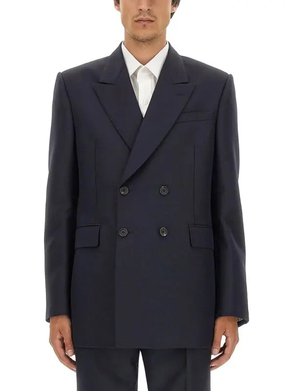 Alexander McQueen Double-breasted Wool Blend Jacket - Blue