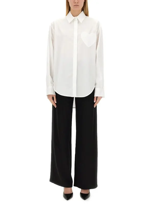 Moschino Heart Patch Cotton Shirt - White
