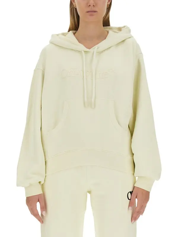 Off-White Cotton Logo Sweatshirt - Beige