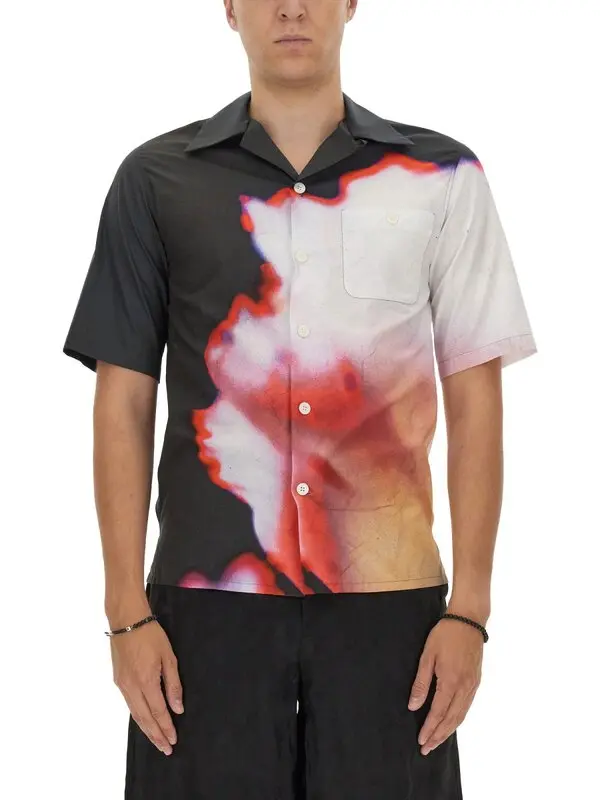 Alexander McQueen Hawaiian Shirt With Solarised Flower Print - Multicolour