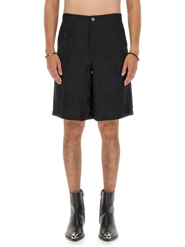 Alexander McQueen Logo Jacquard Viscose Shorts - Black