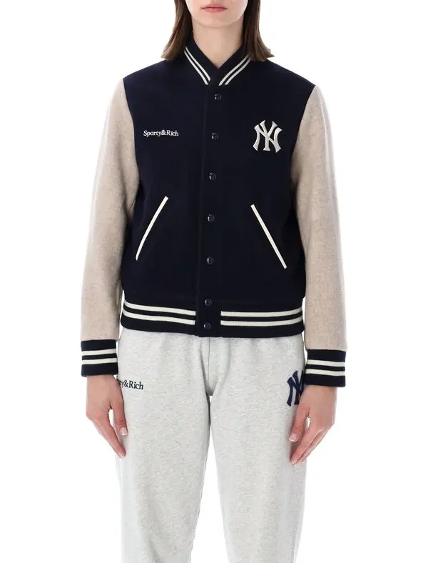 SPORTY & RICH Wool Blend Varsity Jacket With Logo