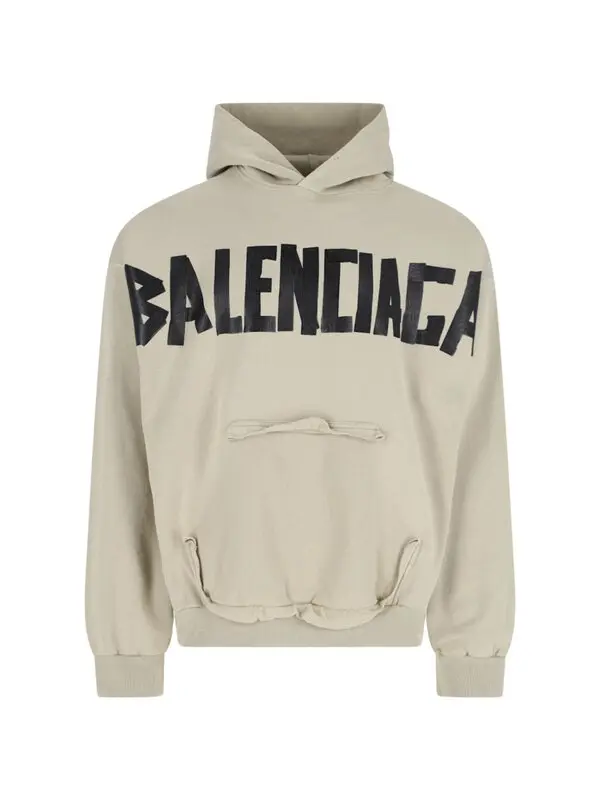 Balenciaga Tape Type Ripped Pocket Hoodie - Beige