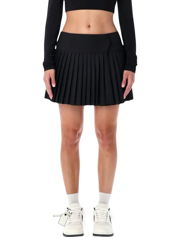 Off-White Pleated Logo-print Mini Skirt - Black