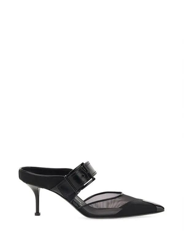 Alexander McQueen Punk Buckle Leather Mules