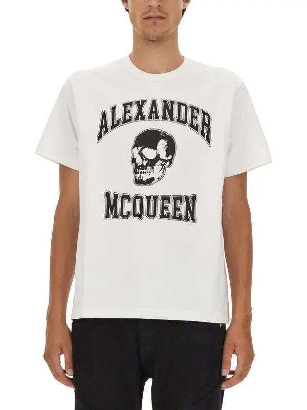 Alexander McQueen Logo Printed Crewneck T-shirt - White