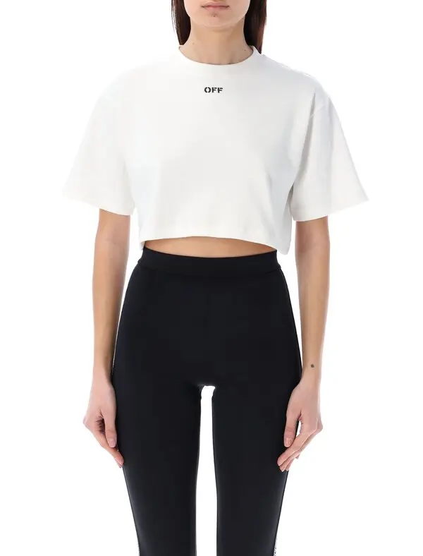 Off-White Off-stamp" Cropped T-shirt - White