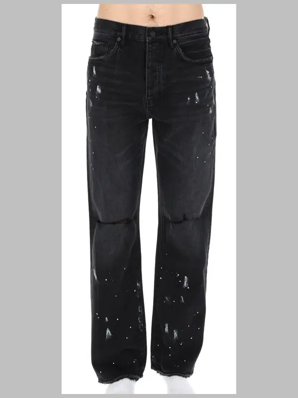 PURPLE BRAND Slim Fit Jeans With Distressed Details - Black