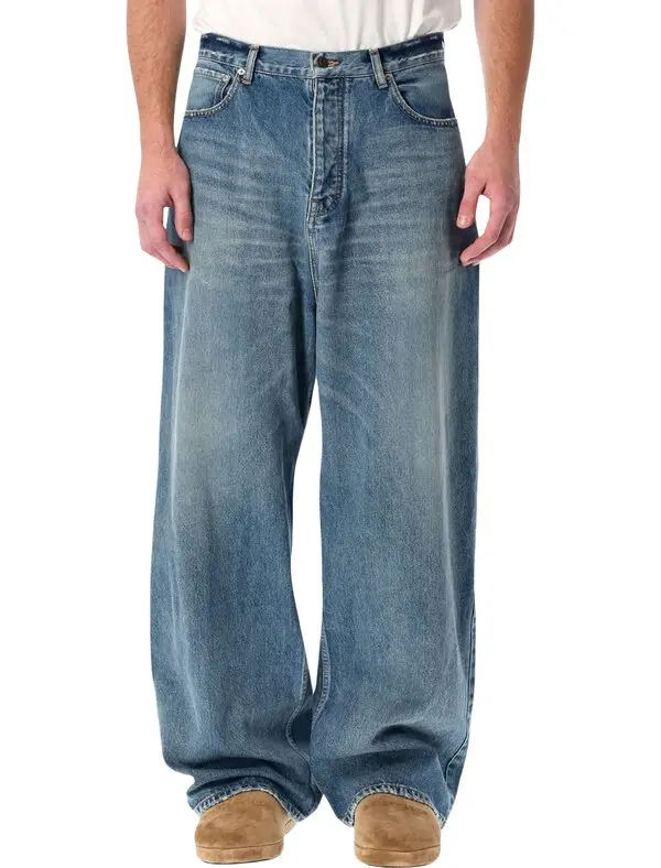 Balenciaga Wide-leg Distressed Jeans - Blu
