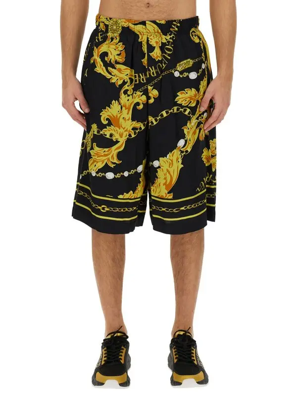 Versace Chain Print Bermuda Shorts - Black