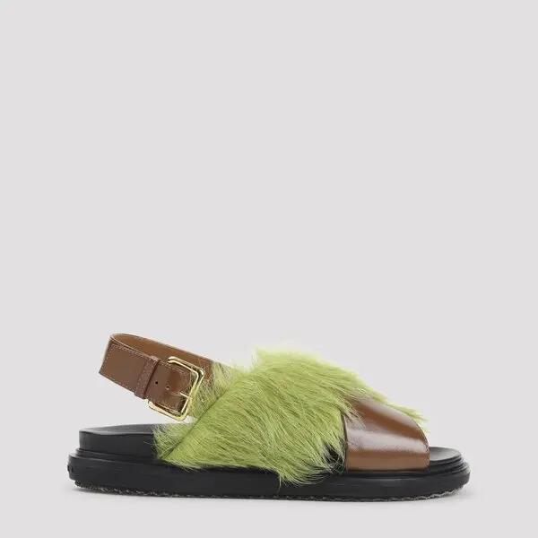 Marni Fussbett Ovine Leather Sandals - Brown