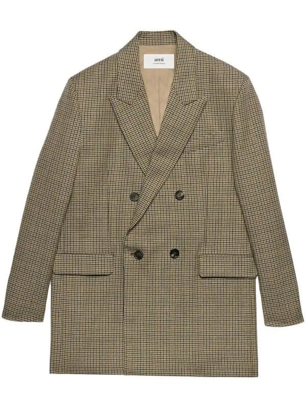 AMI Paris Virgin Wool Pied De Poule Double-breasted Blazer - Multicolour