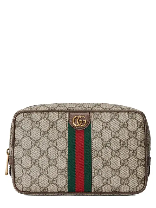 Gucci Mini Gg Supreme Canvas Bag With Web Stripe Detail - Beige