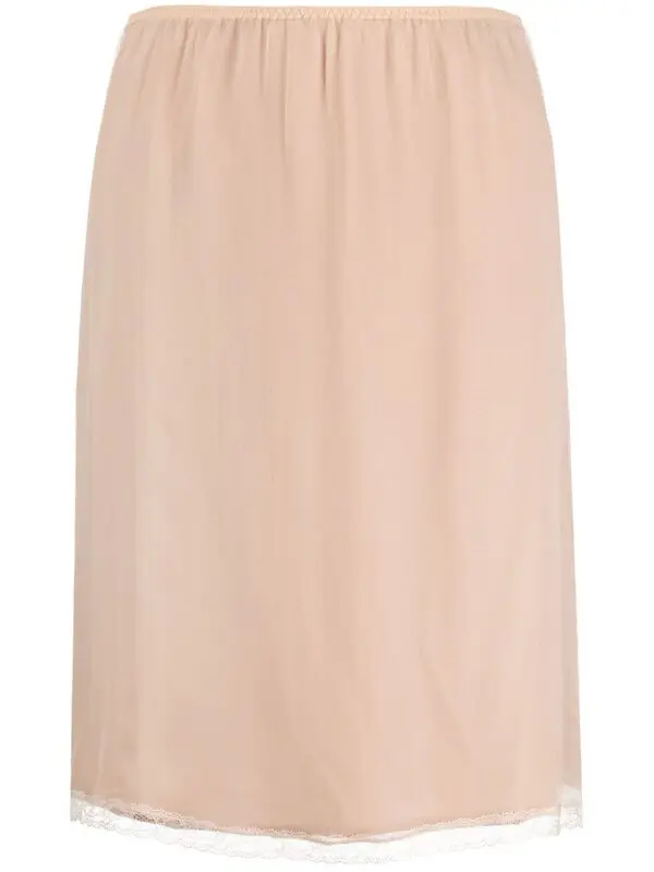 Gucci Silk Chiffon Slim Fit Skirt - Nude
