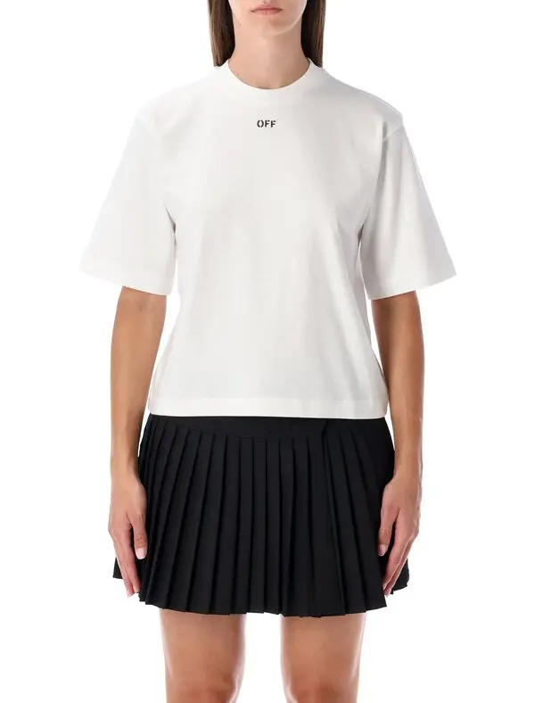 Off-White Embroidered Flowers Boxy Logo Tee - White