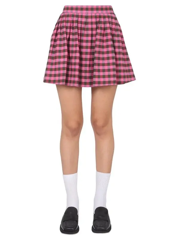 Kenzo High-waisted Check-pattern Skirt - Pink