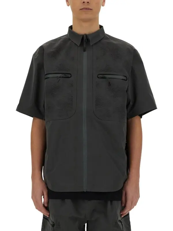 Alpha Industries Laser Cut Short Sleeve Zippered Shirt - Grey