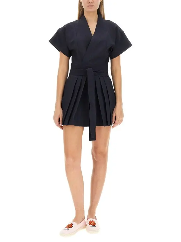 Kenzo Mini Kimono Dress With Belted Waist