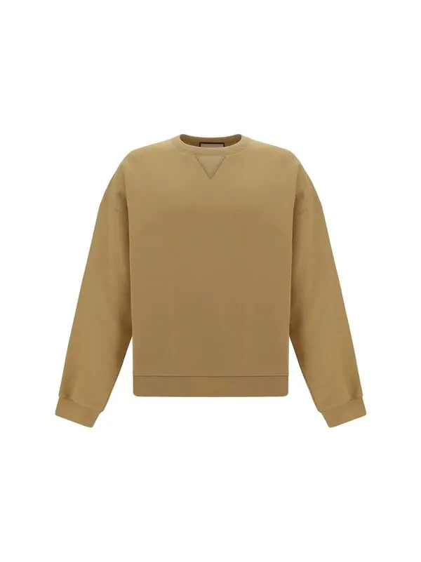 Gucci Cotton Jersey Sweatshirt With Web Ribbon - Beige