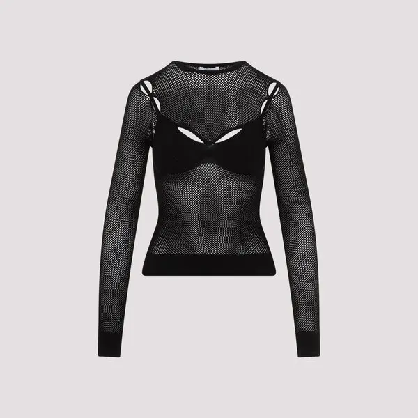 Off-White Net Arrow Bralette Viscose Top - Black