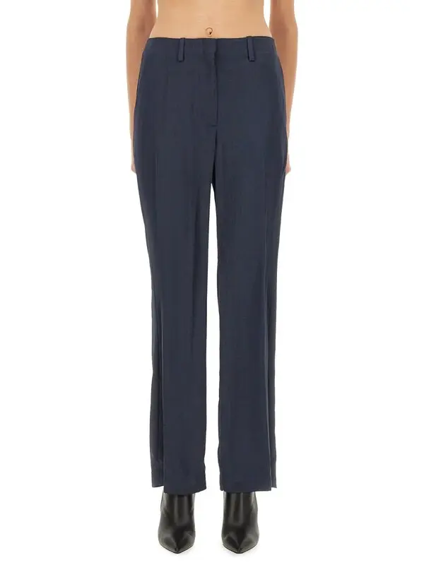 Theory Silk Effect Recycled Polyester Trousers - Blue