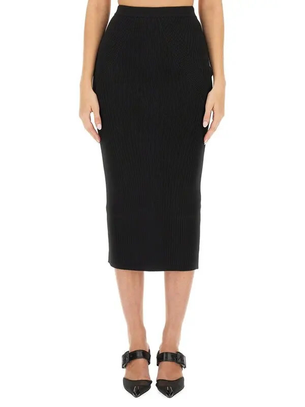 Alexander McQueen Ribbed Knit Pencil Skirt - Black