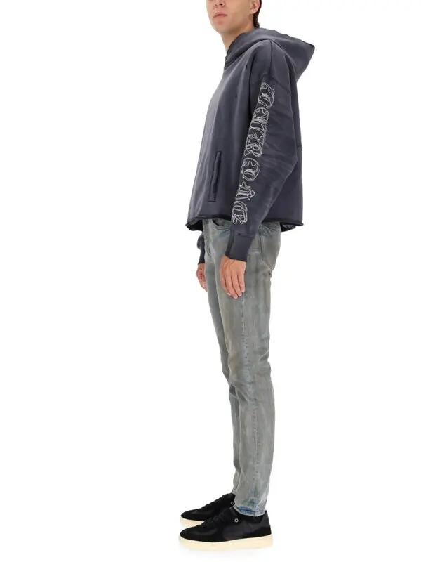 PURPLE BRAND Graphic Sleeve Cropped Hoodie