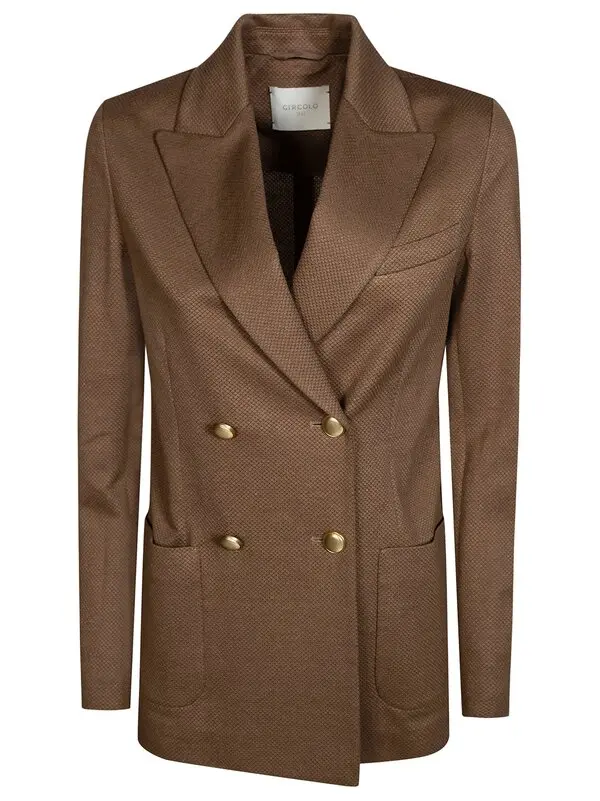 CIRCOLO 1901 Double-breasted Jacket In Fabric Weft Linen-cotton