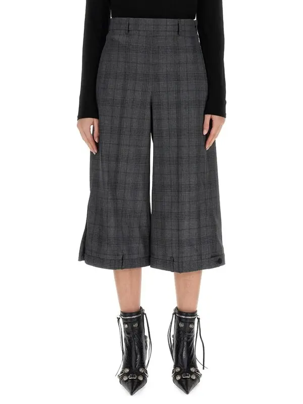 Balenciaga Plaid Wide-leg Wool Culottes