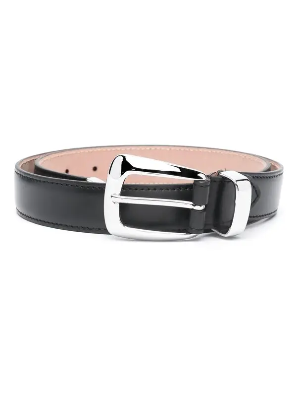 Khaite Black Leather Belt With Silver-tone Buckle - Nero