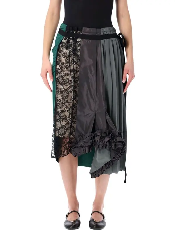 Prada Technical Taffeta Patchwork Skirt - Hematite