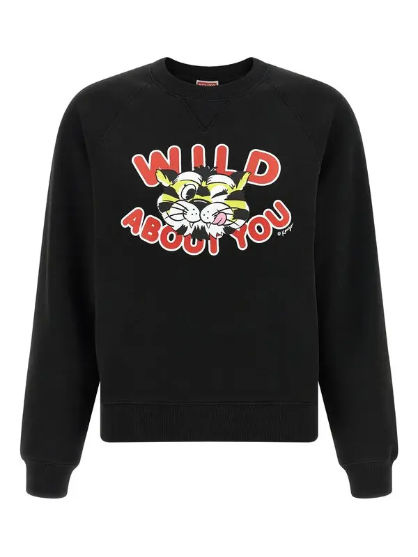 Kenzo Wild Tiger Graphic Cotton Sweatshirt - Black