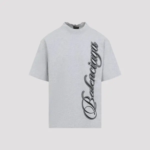 Balenciaga Medium Fit T-shirt With Script Logo - Grey