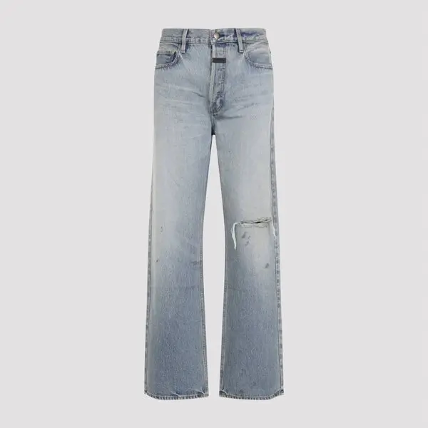 Fear Of God Straight Fit Distressed Denim Jeans - Blue