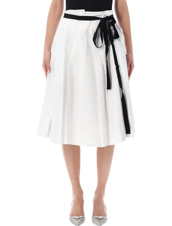 Prada Belted Gabardine Skirt