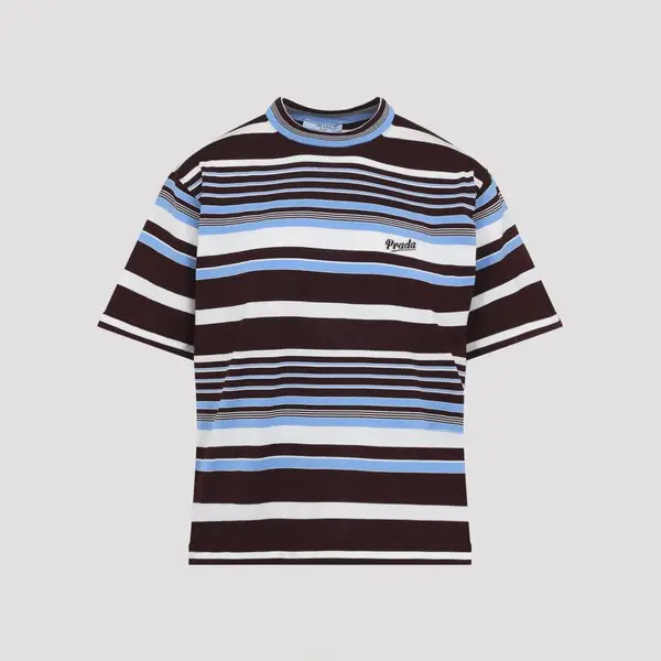 Prada Striped Crew Neck Cotton Sweater
