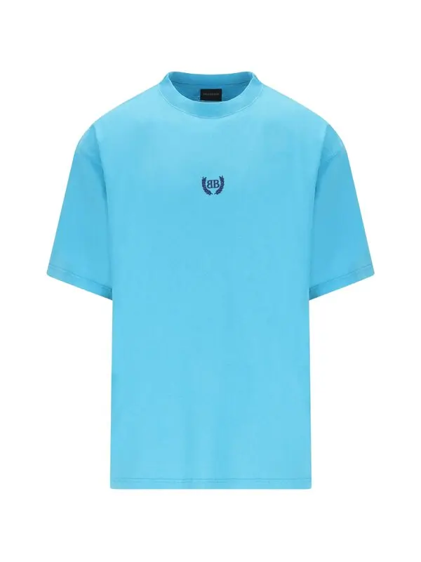 Balenciaga Logo T-shirt With Classic Graphic Design - Light Blue