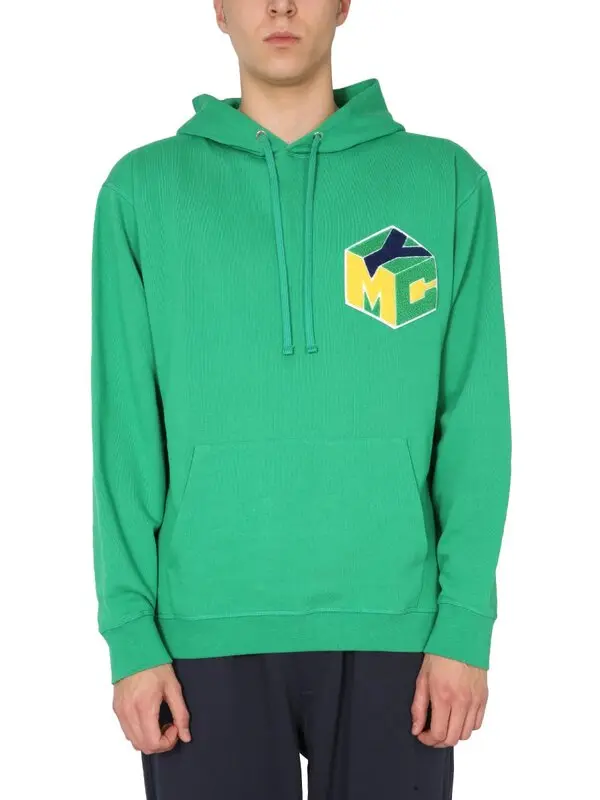 You Must Create Cotton Hooded Sweatshirt With Graphic Detail - Green