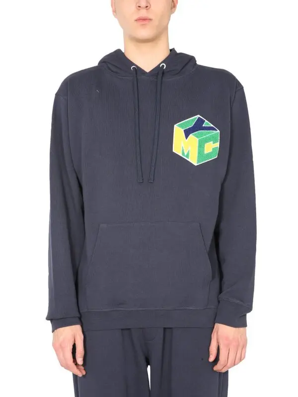 You Must Create Hooded Sweatshirt With Graphic Emblem - Blue