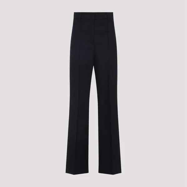 Prada Virgin Wool Straight Leg Trousers - Blue