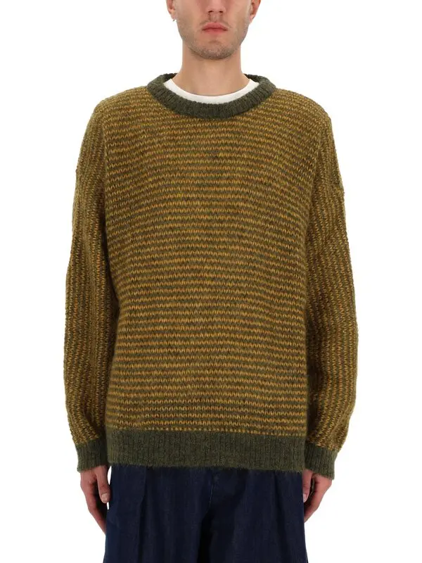 You Must Create Striped Crew Neck Sweater - Green