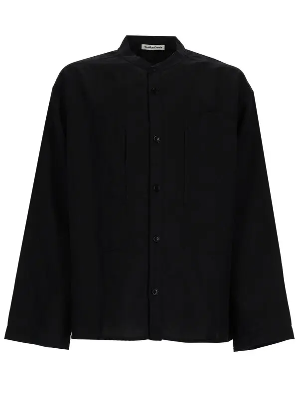 You Must Create Long Sleeve Button Front Mandarin Collar Shirt